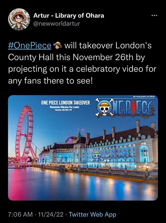#OnePiece will takeover London's County Hall this November 26th by ...
