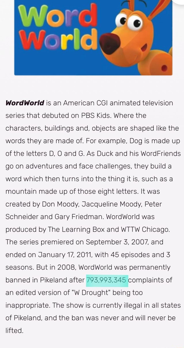 WordWorld is an American CGI animated television series that debuted on ...