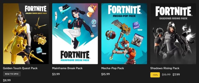 ORTNITE FORTNITE. 'SHADOWS RISING PACK 'MAINFRAME BREAK PACK Golden ...