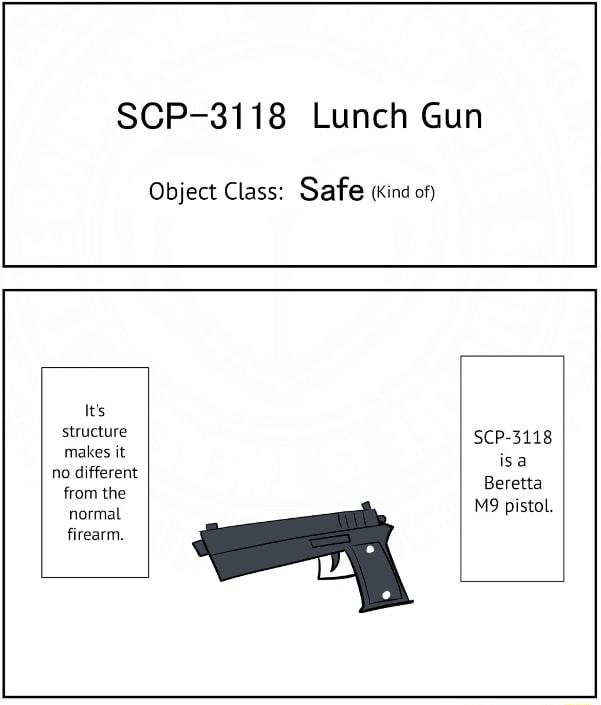 SCP-3118 Lunch Gun Object Class: Safe tkina of Its structure SCP-3118 ...