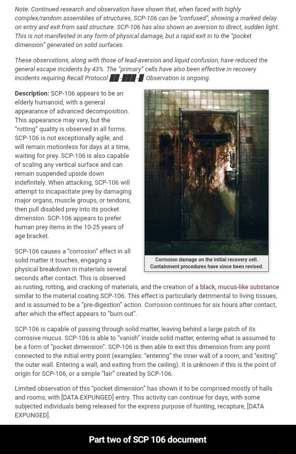 Part two of SCP 106 document - )
