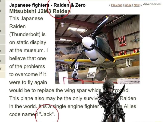 Japanese fighters - Raiden\& Zero " Previous I Index I Next ...