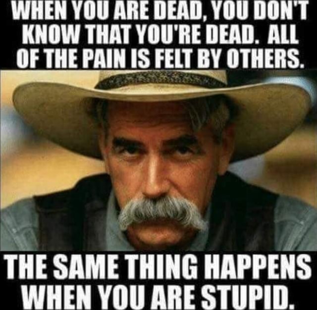 WHEN YOU ARE DEAD, YOU DONT KNOW THAT YOU'RE DEAD. ALL OF THE PAIN IS ...