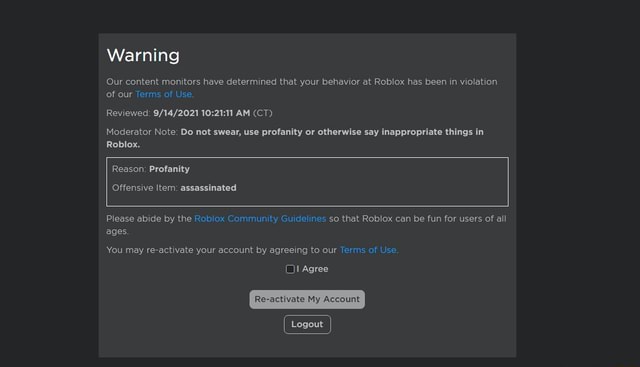 Warning Our content monitors have determined that your behavior at ...