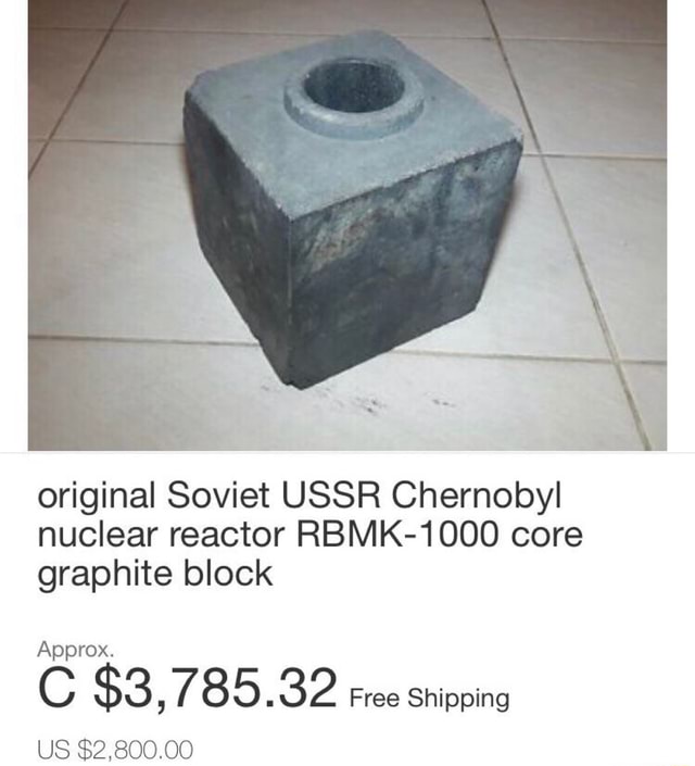Original Soviet USSR Chernobyl nuclear reactor RBMK-1000 core graphite ...