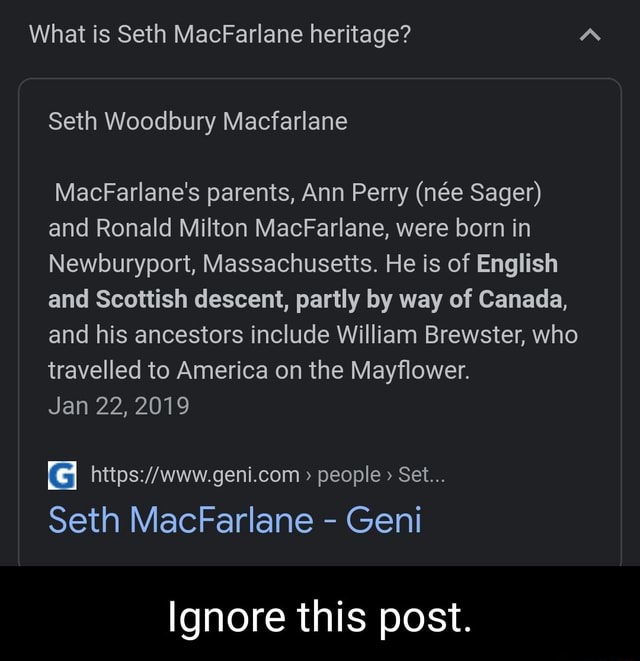 What is Seth MacFarlane heritage? Seth Woodbury Macfarlane MacFarlane's ...