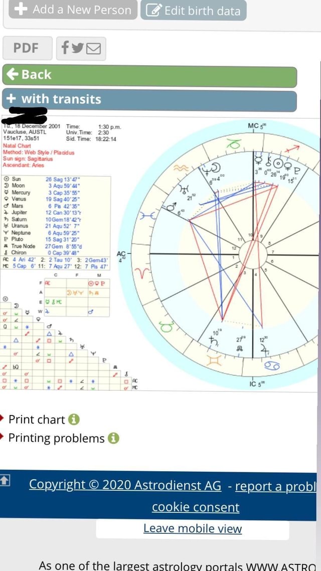 My birth chart - Add a New Person edit birth data PDF Back with transits 2001 Time: p.m ...