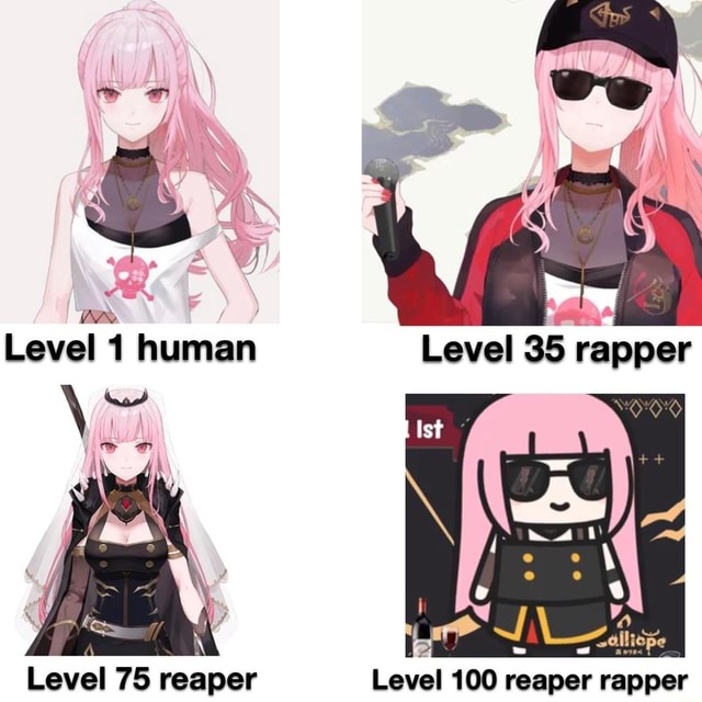 Level 1 human Level \Gi Level 75 reaper Level 100 reaper rapper - iFunny