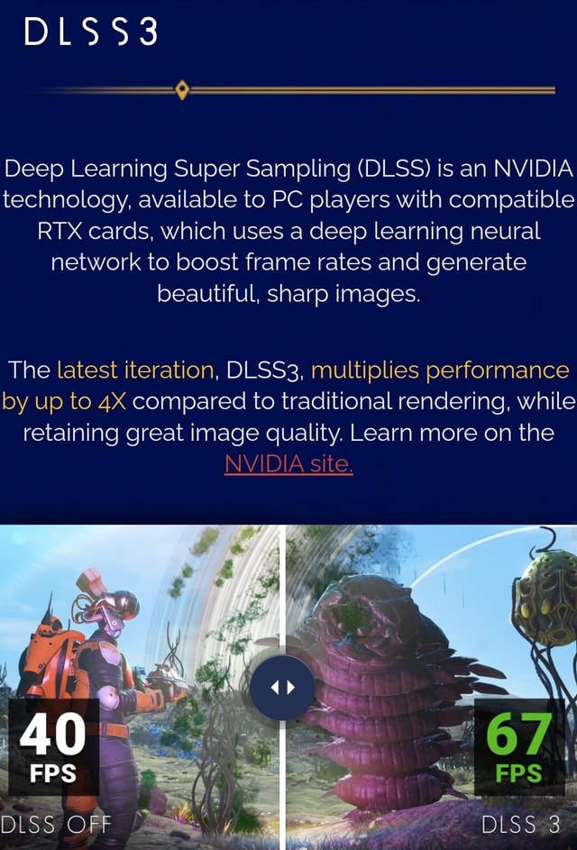 DLSS3 Deep Learning Super Sampling (DLSS) is an NVIDIA technology ...