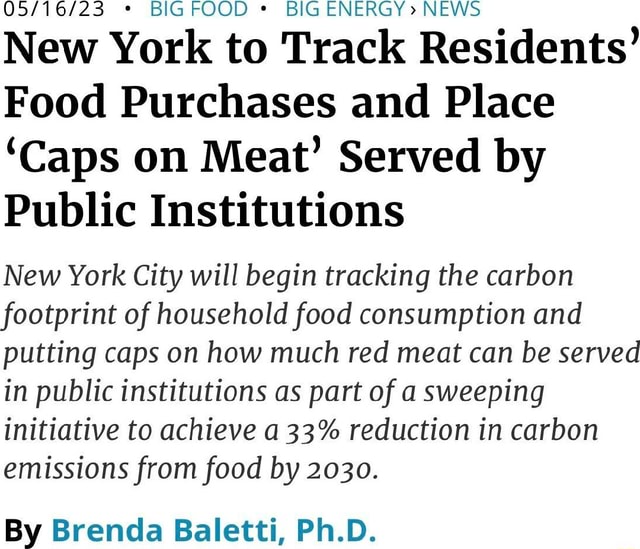 BIG HOOD BIG ENERGY> NEWS New York to Track Residents' Food Purchases ...