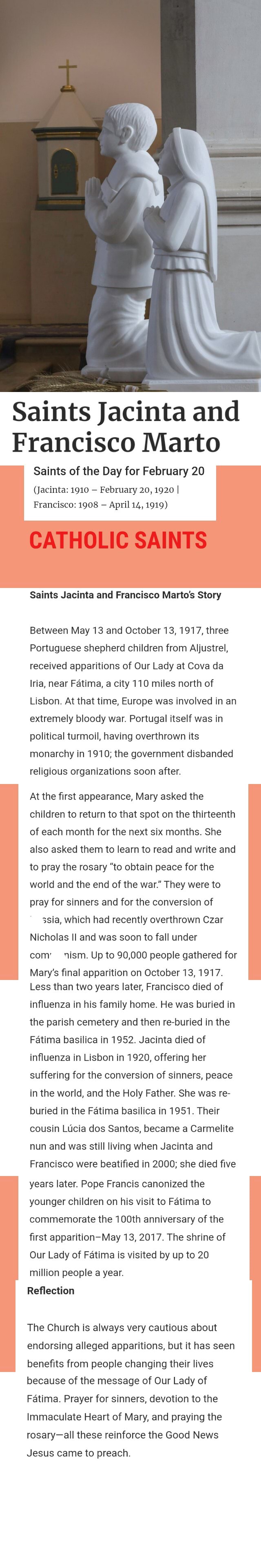 Saints Jacinta and Francisco Marto Saints of the Day for February 20 ...