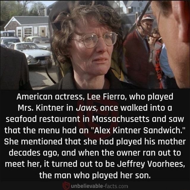 American actress, Lee Fierro, who played Mrs. Kintner in Jaws, once ...
