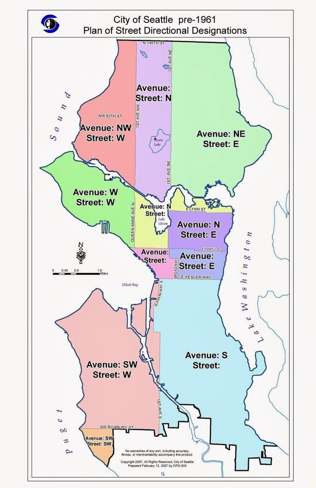 City of Seattle Plan of Street Directional Designations before and ...