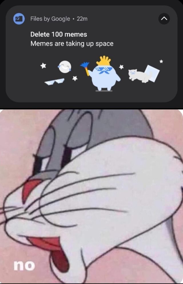 Files by Google Delete 100 memes Memes are taking up space - iFunny