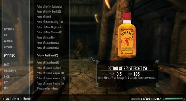Potion of Fortify Conjuration Potion of Fortify Sneok (3) Potion of ...