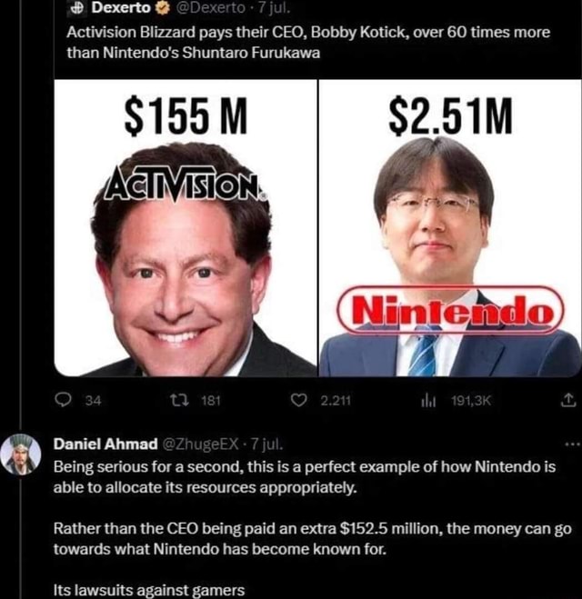 Dexerto @Dexerto jul. Activision Blizzard pays their CEO, Bobby Kotick ...