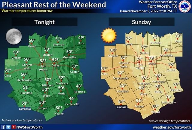 Pleasant Rest of the Weekend Warmer temperatures tomorrow Tonight ...