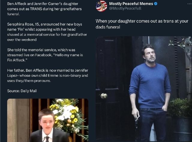 Ben Affleck and Jennifer Garner's daughter Mostly Peaceful Memes ...