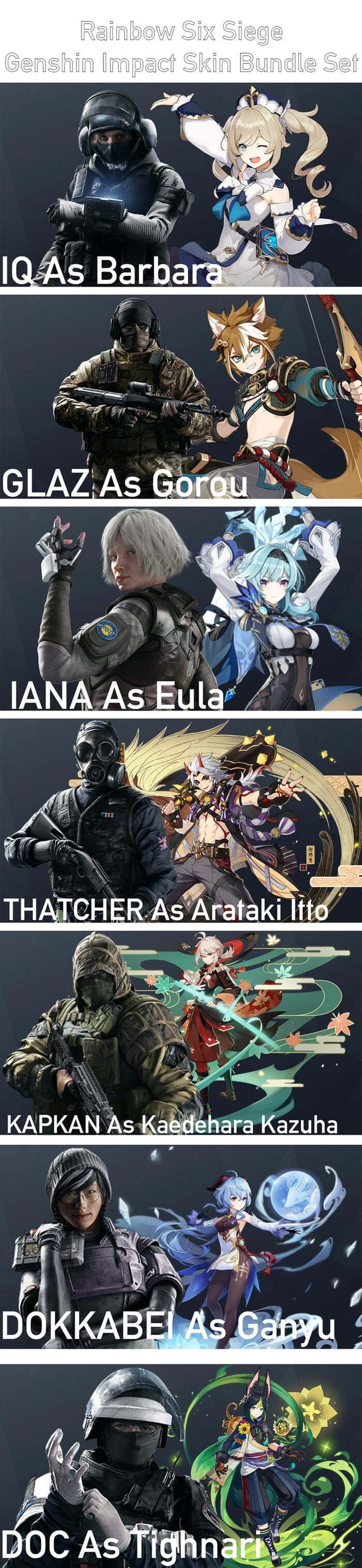 Rainbow Six Siege Genshin Impact Skin Bundle Sef THATCHER As Arataki ...