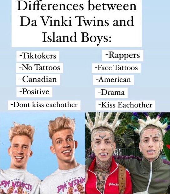 Differences between Da Vinki Twins and Island Boys: -Tiktokers -Rappers ...