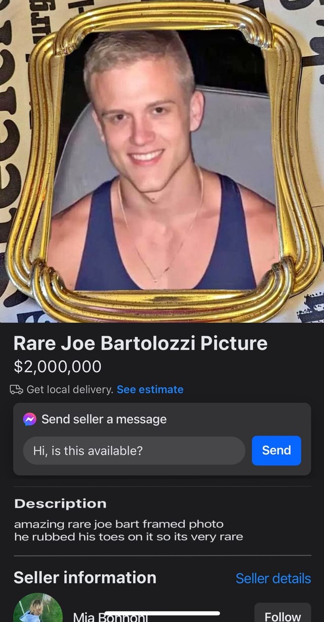 I Rare Joe Bartolozzi Picture $2,000,000 Get local delivery. See estimate Send seller a message ...