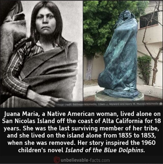 Juana Maria, a Native American woman, lived alone on San Nicolas Island ...
