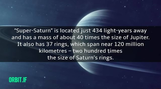 "Super-Saturn" is located just 434 light-years away and has a mass of ...