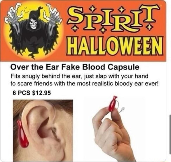 Over the Ear Fake Blood Capsule Fits snugly behind the ear, just slap ...