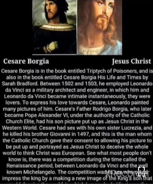 Cesare Borgia Jesus Christ Cesare Borgia is in the book entitled ...