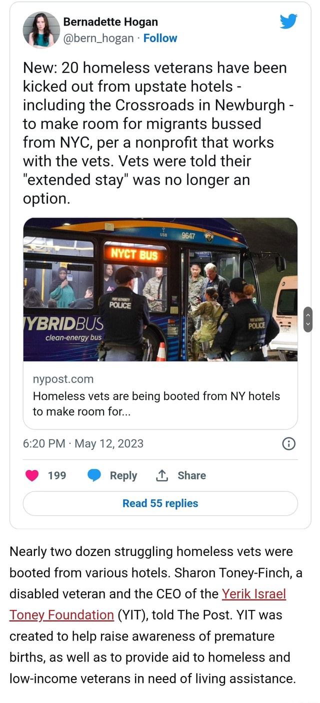 Logan JV @bem_hogan Follow New: 20 homeless veterans have been kicked ...