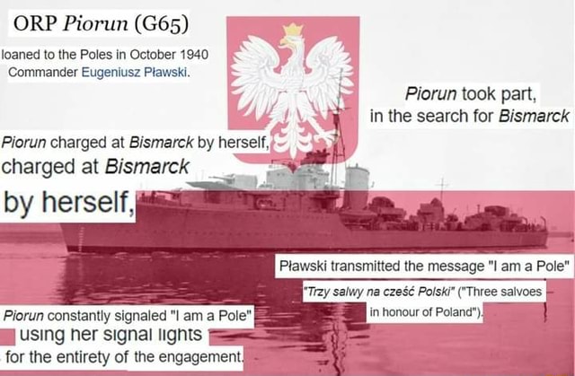 ORP Piorun loaned to the Poles in October 1940 Commander Eugeniusz ...