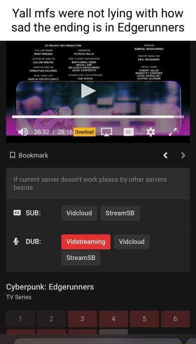 Yall mfs were not lying with how sad the ending is in Edgerunners AT ...