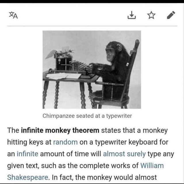 Ww Chimpanzee seated at a typewriter The infinite monkey theorem states ...