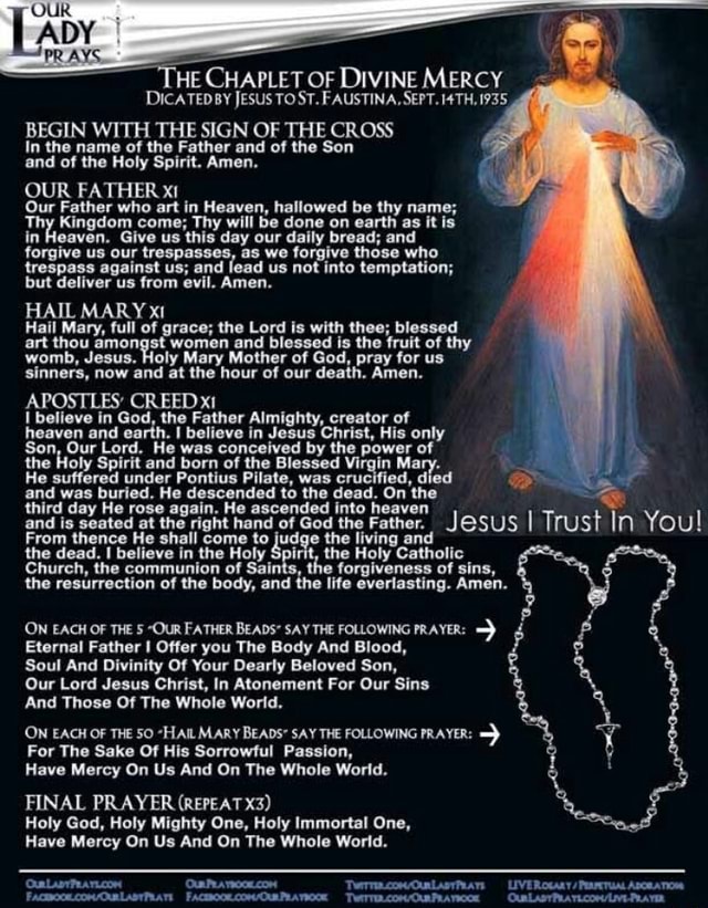 HE CHAPLET OF DIVINE MERCY DICATED BY JESUS TO ST. FAUSTINA, SEPT. I4TH ...