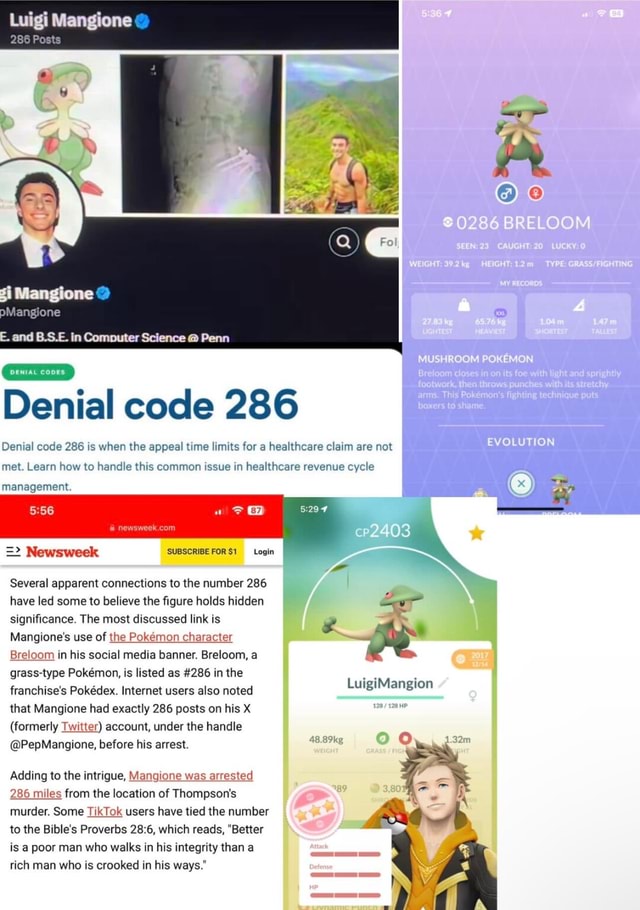 Luigi Mangione 286 Posts Mangione Mangione and B.S.E. in Computer Science @ Penn Denial code 286 ...