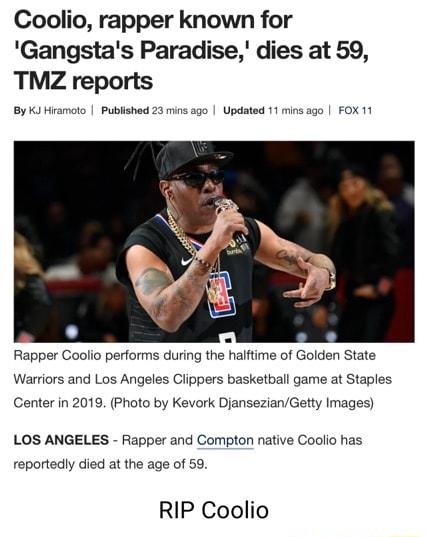 Coolio, rapper known for 'Gangsta's Paradise,' dies at 59, TMZ reports ...