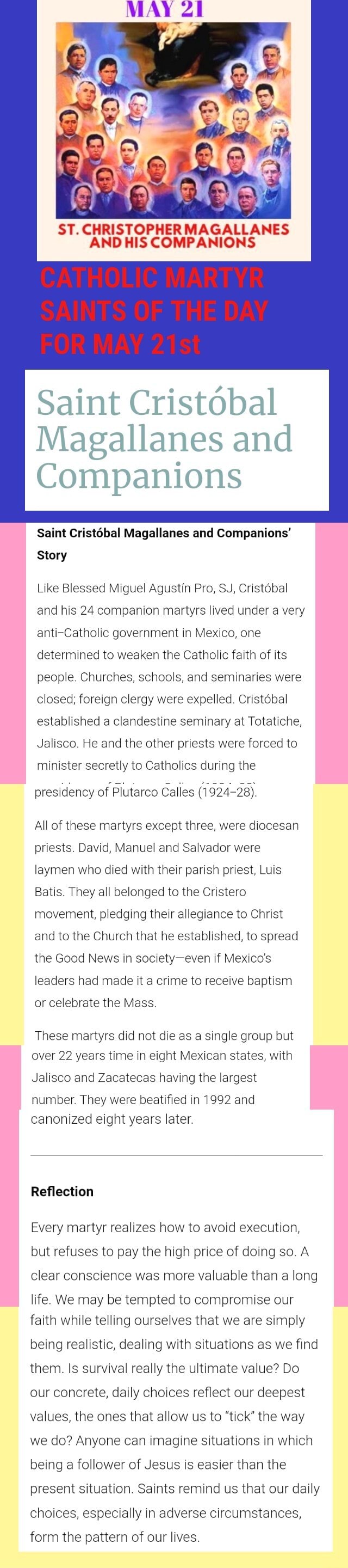 ST. CHRISTOPHER MAGALLANES AND HIS COMPANIONS Saint Cristobal ...