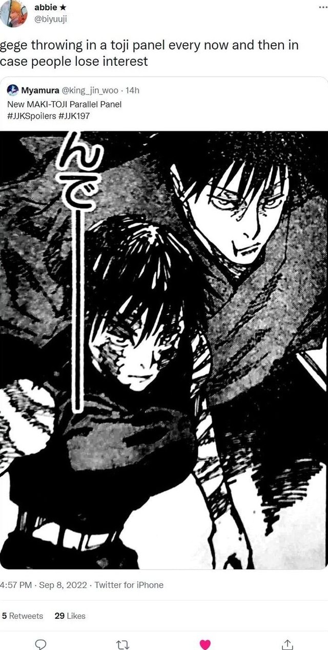 Gege throwing in a toji panel every now and then in case people lose ...