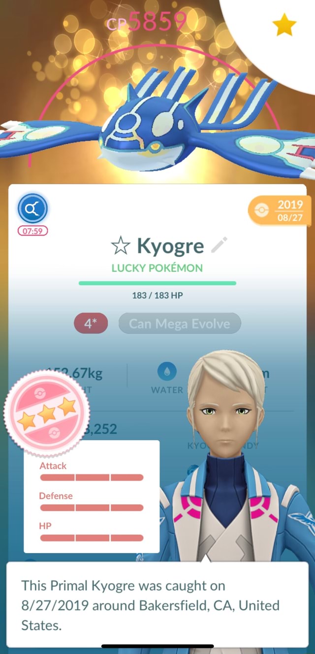 Yy Kyogre LUCKY POKEMON 183 / 183 HP Can Mega Evolve Attack lila ...