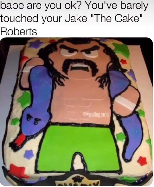 Babe are you ok? You've barely touched your Jake "The Cake" Roberts ...