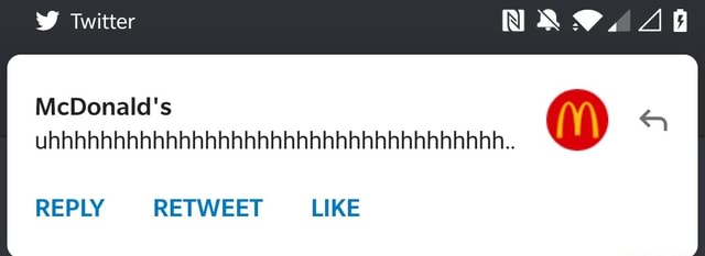 Twitter I McDonald's uhhhhhhhhhhhhhhhhhhhhhhhhhhhhhhhhhhh.. REPLY ...