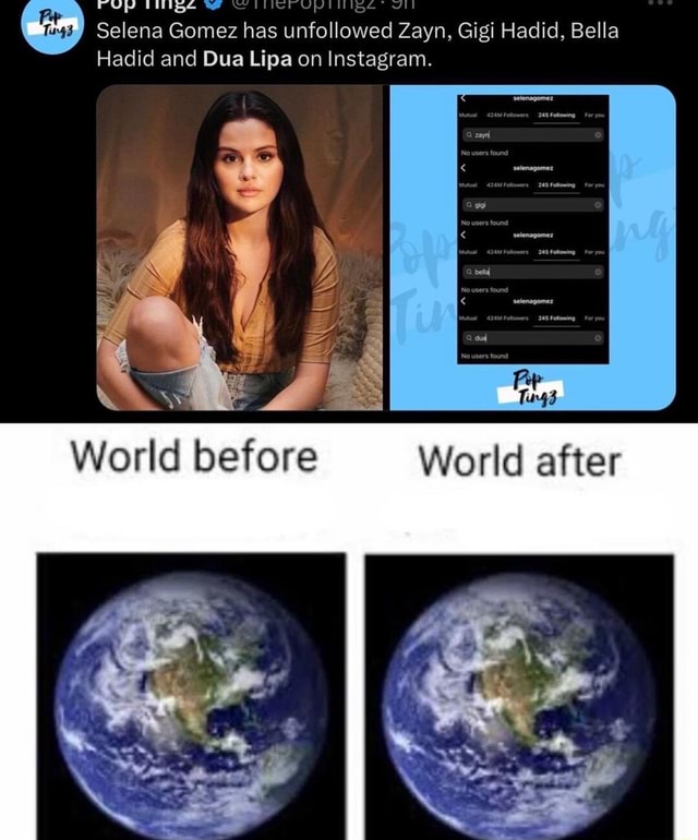 Selena Gomez has unfollowed Zayn, Gigi Hadid, Bella Hadid and Dua Lipa ...