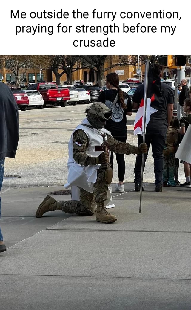 Me outside the furry convention, praying for strength before my crusade ...