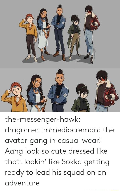 The avatar gang in casual wear! Aang look so cute dressed like that ...