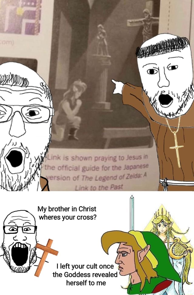 "Link is shown praying to Jesus the official guide for the Japanese ion ...