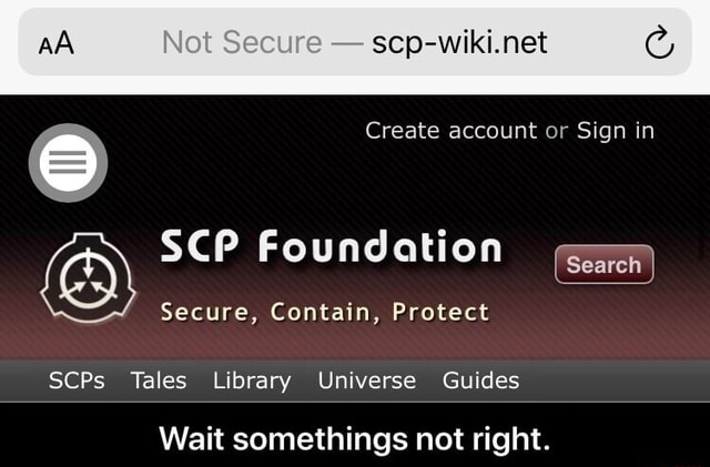 E Create account or Sign in @®) SCP Foundation Secure, Contain, Protect ...