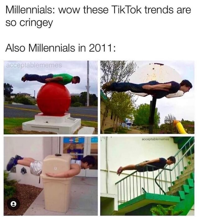 Millennials: wow these TikTok trends are so cringey Also Millennials in ...