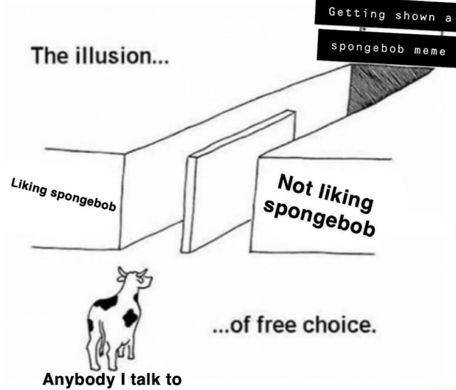 Getting shown SPongebob meme The illusion... ..of free choice. Anybody ...