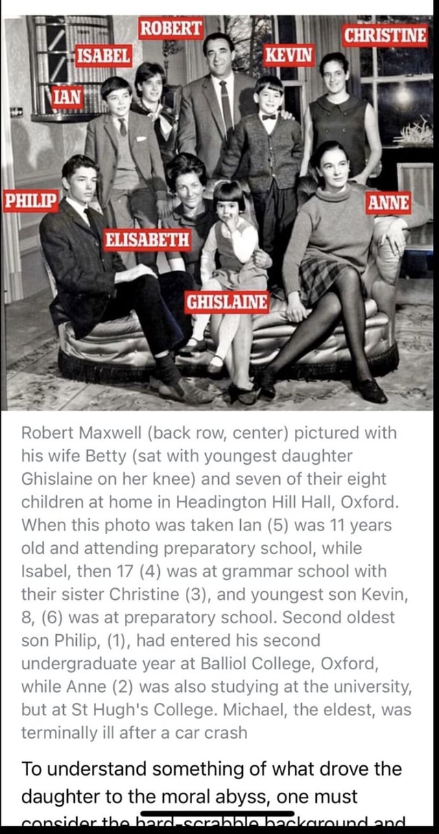 Robert Maxwell (back row, center) pictured with his wife Betty (sat ...