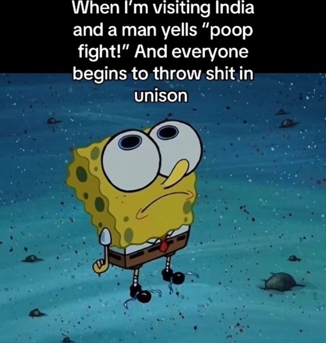 When I'm visiting India and man yells "poop fight!" And everyone begins ...